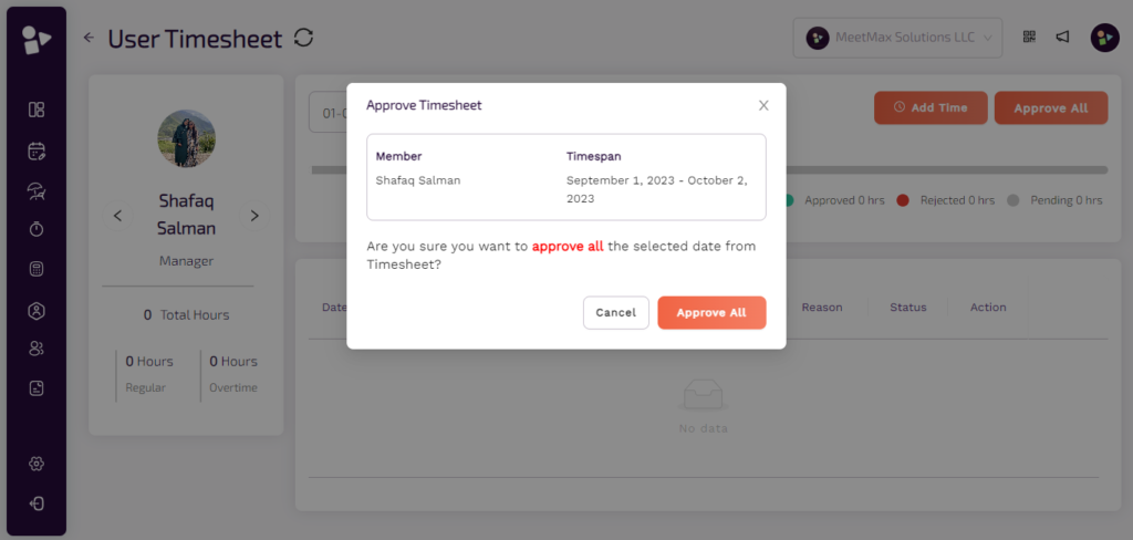 Timesheet - Admin - Max | Support